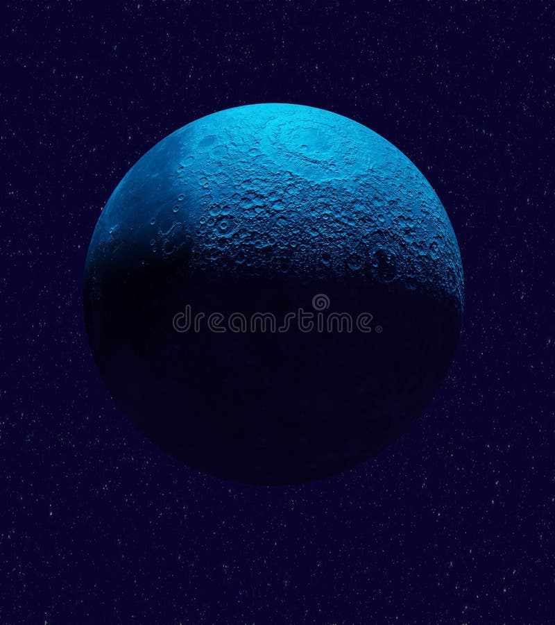 Blue Moon Realistic in the Starry Sky, 3d Render Stock Photo - Image of ...