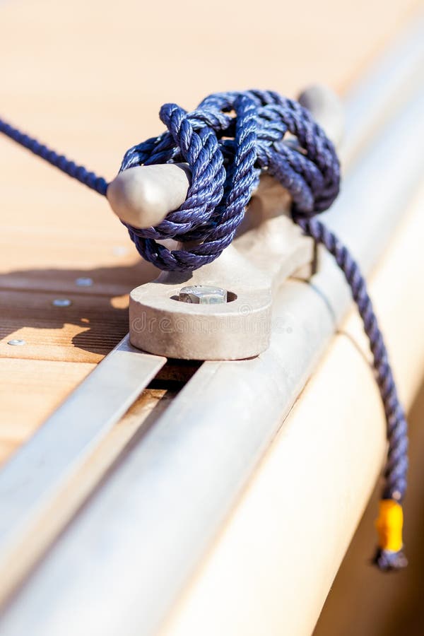 Blue mooring rope on ship stock image. Image of security - 26316965