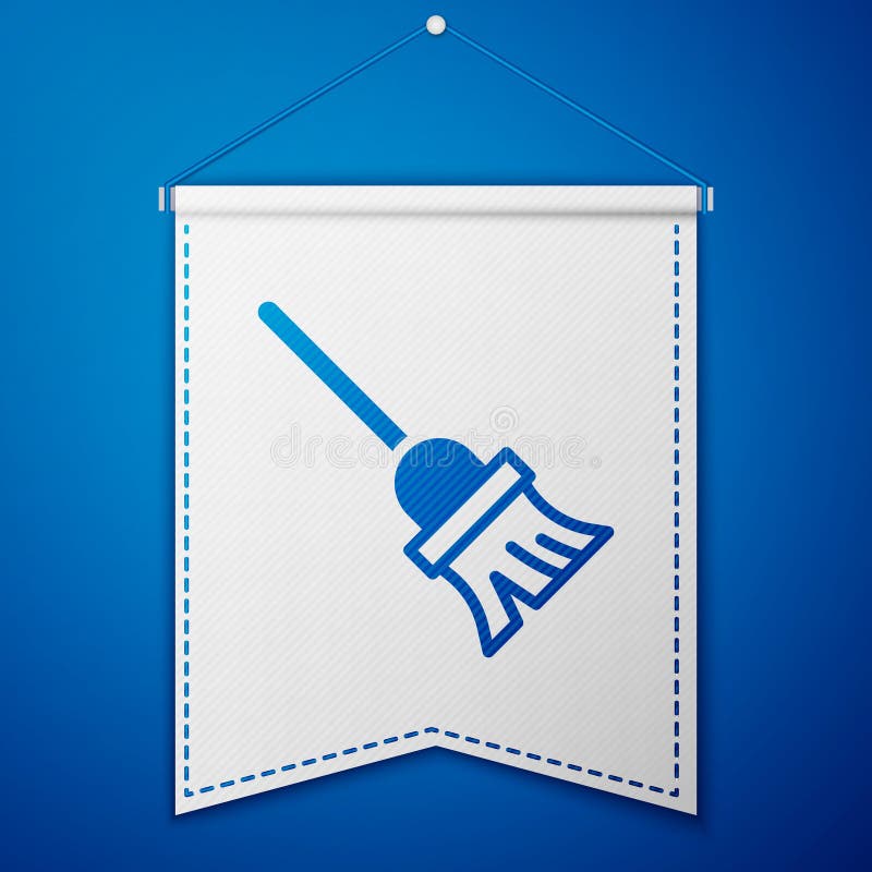 Blue Mop Icon Isolated on Blue Background. Cleaning Service Concept ...