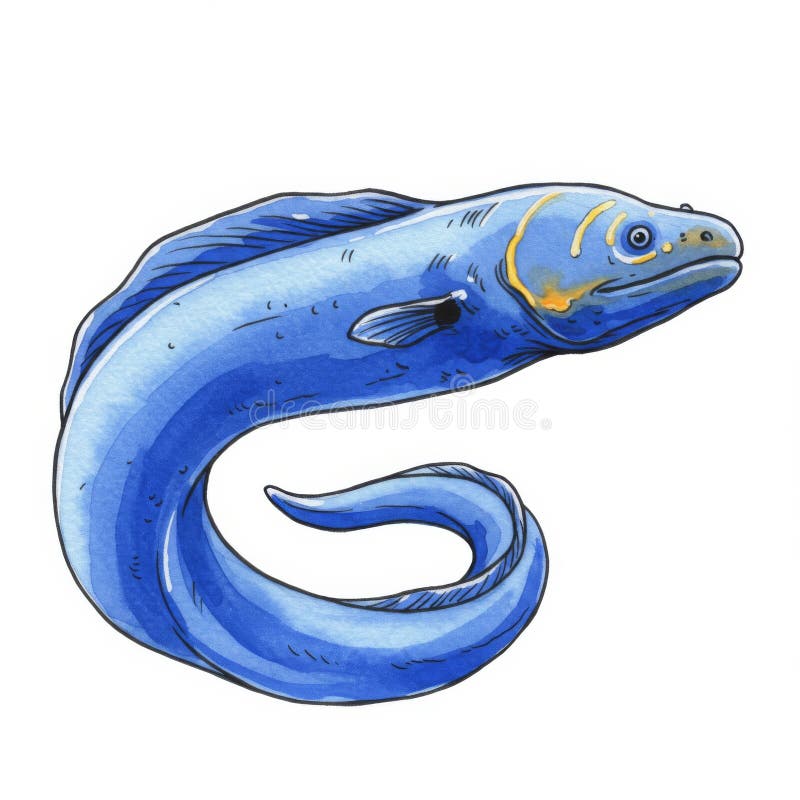 Blue Moray Eel Illustration on White Background Stock Illustration ...