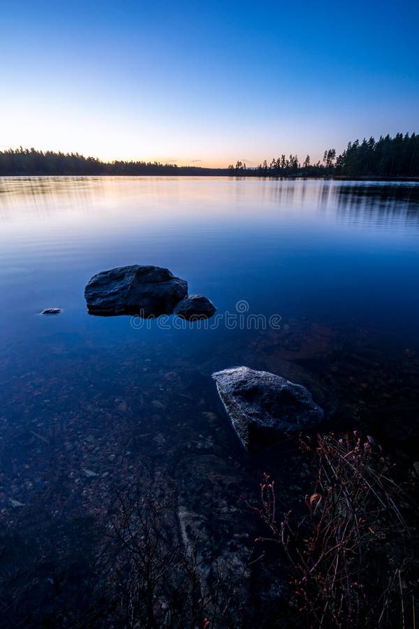 Blue Morning by Forest Lake Stock Image - Image of lake, seascape: 63678309
