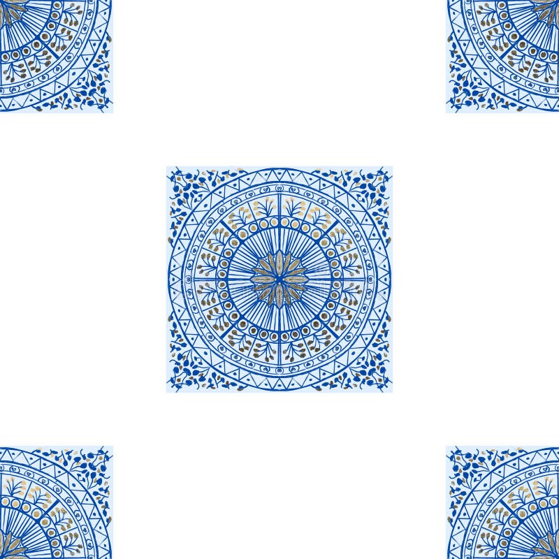 Blue Moroccan Mandala Seamless Repeating Pattern Stock Illustration ...
