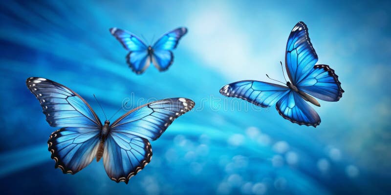 Blue Morpho Butterflies in Flight a Digital Art Composition with a ...