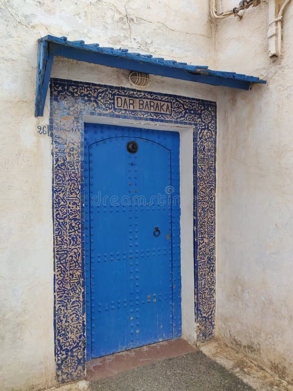 Blue morrocan door stock image. Image of darbaraka, blue - 165942491