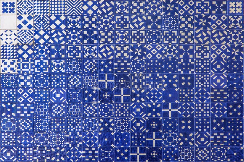 Blue Mosaic Azulejo Texture in Lisbon. Stock Image - Image of floor ...