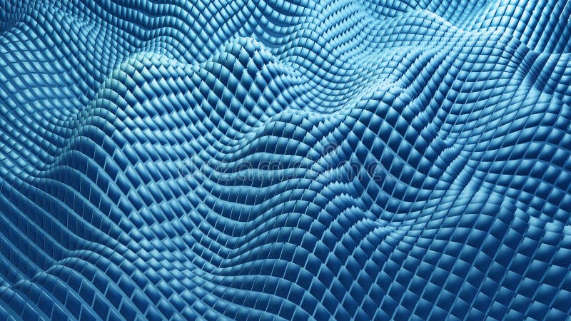 Blue Mosaic Background, 3D Waves from Square Shapes, Technology ...