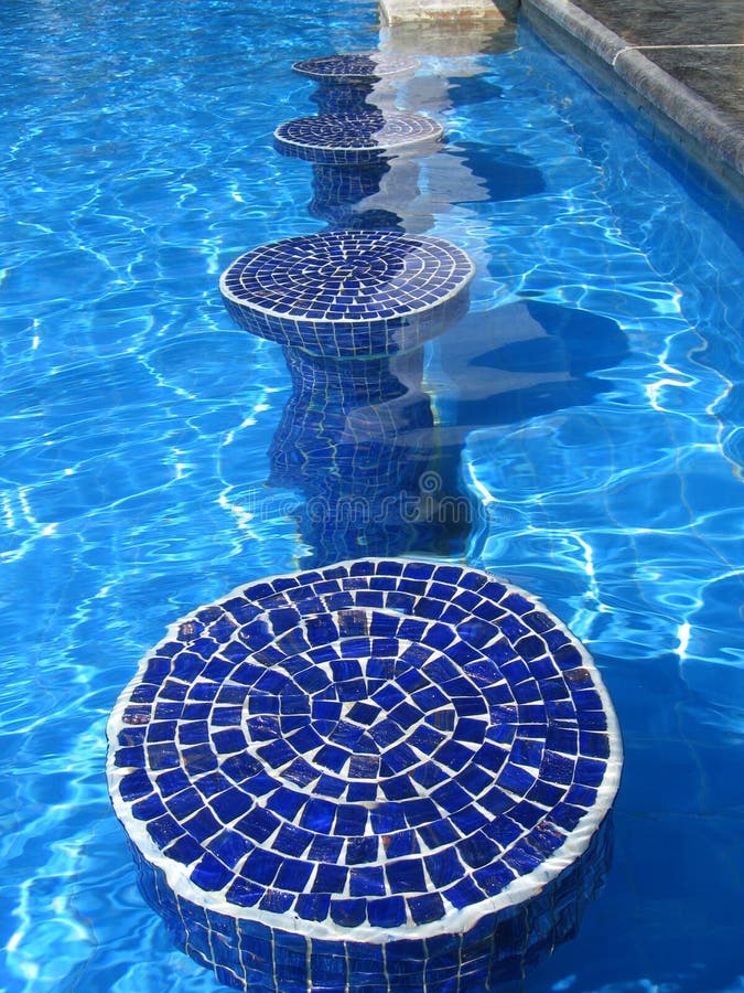 Blue Mosaic Swimming Pool Background Stock Photo - Image of blue ...