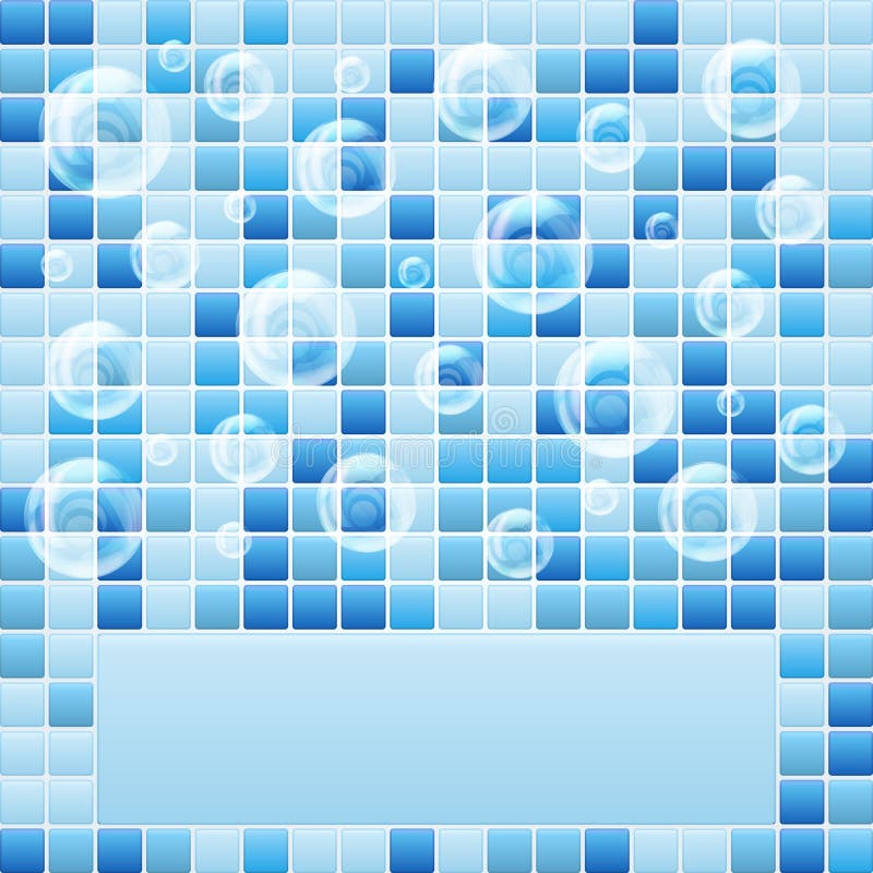 Blue Mosaic Small Tile Texture Background of Spa. Stock Illustration ...