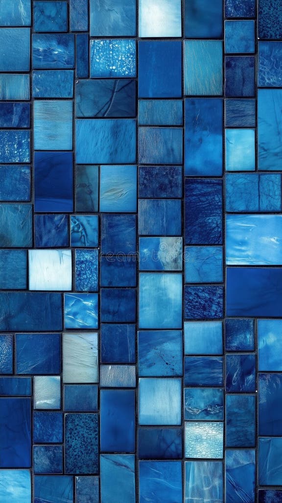 Blue Mosaic Tile Pattern Featuring Various Shades of Blue Glass and ...