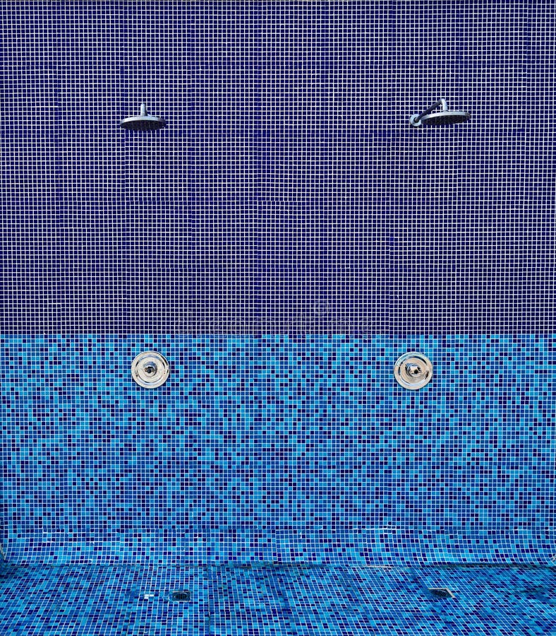 Blue Mosaic Tiles Background Wall Shower Stock Image - Image of ...