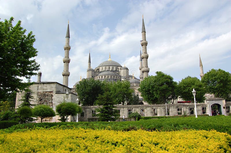 Blue Mosque Behind Yellow Euonymus Picture. Image: 5185783