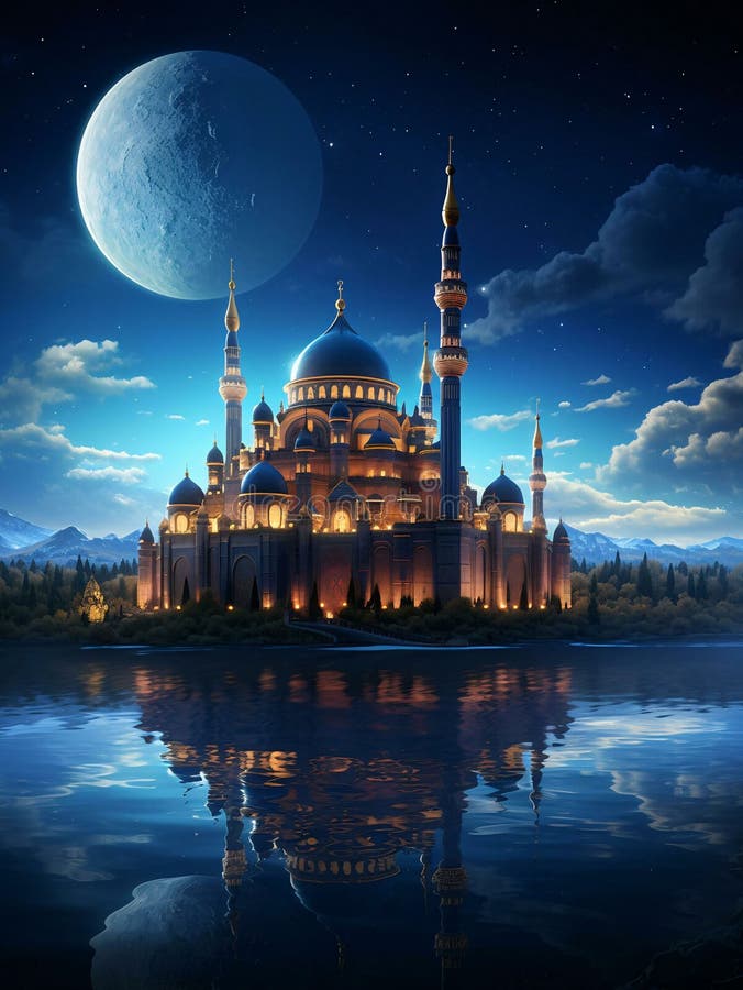 Blue Mosque Blue Mosque at Night Mosque at Night Stock Illustration ...