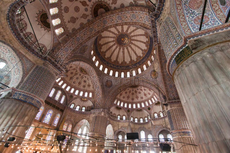 Blue Mosque Ceiling Istanbul Turkey Stock Photo - Image of curved ...