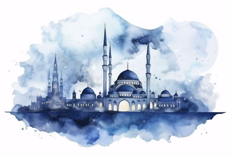 Blue Mosque Country Blue Mosque Stock Illustration - Illustration of ...