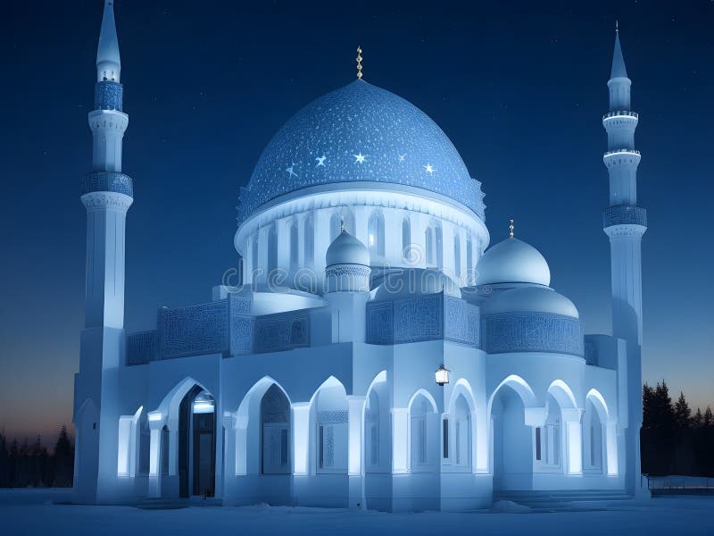 A Blue Mosque with a Blue Dome and a Blue Dome Stock Illustration ...