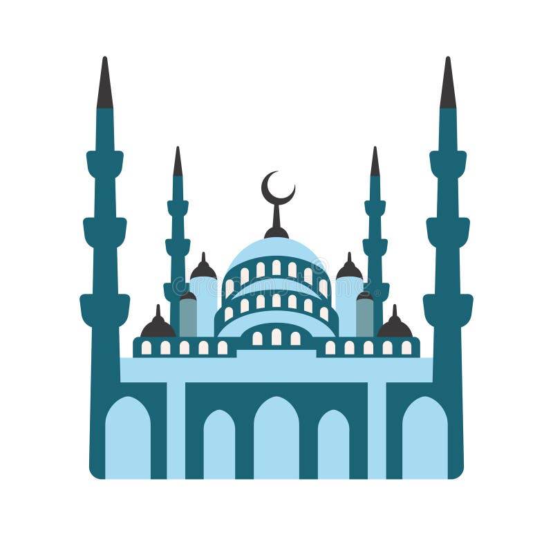 Blue Mosque. Mosque Flat Style Vector Illustration. Stock Vector ...