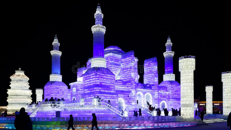 Blue mosque ice sculpture editorial photography. Image of culture ...