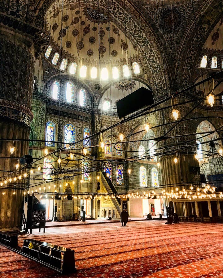 Blue Mosque Inside stock image. Image of lights, istanbul - 194051639