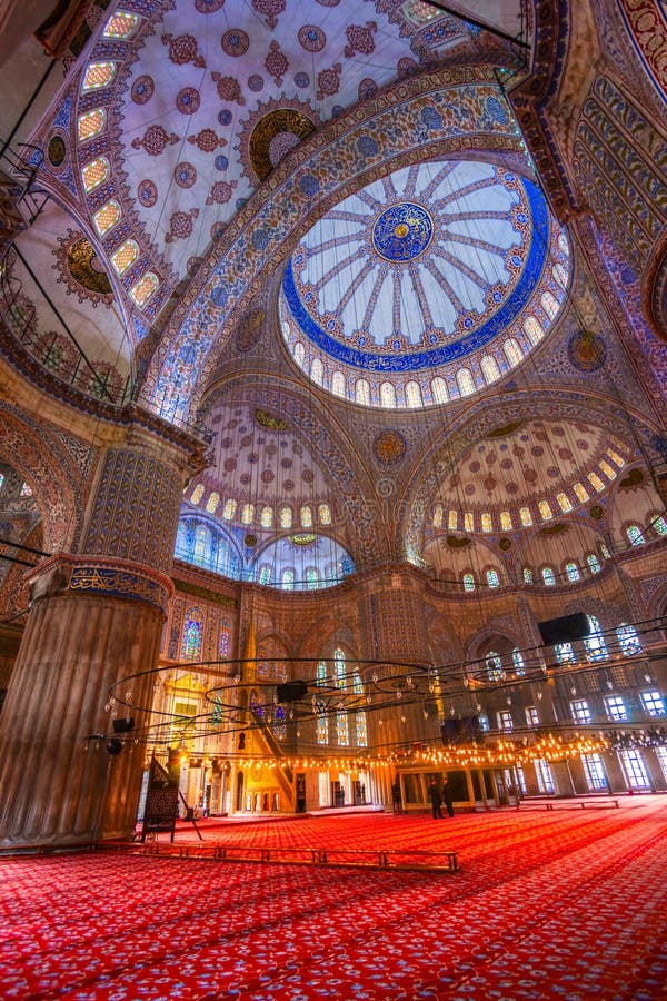 Inside the Islamic Blue Mosque in Istanbul Stock Photo - Image of ...