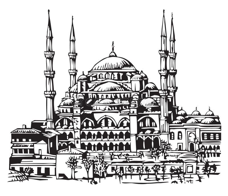 Blue Mosque, Istanbul Illustration Stock Vector - Illustration of ...