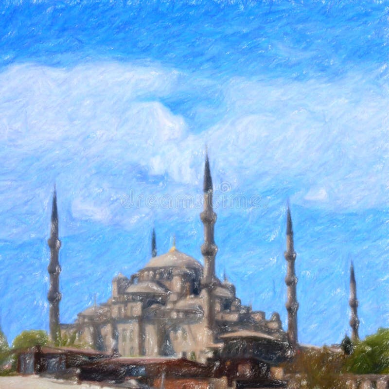 Blue Mosque. Istanbul Sketches Series. Stock Illustration ...