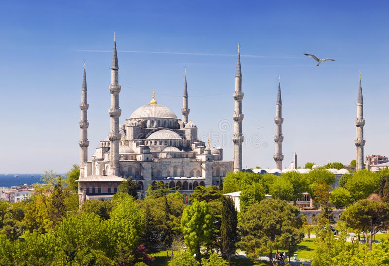Blue Mosque, Istanbul Summer Day Stock Photo - Image of monument ...