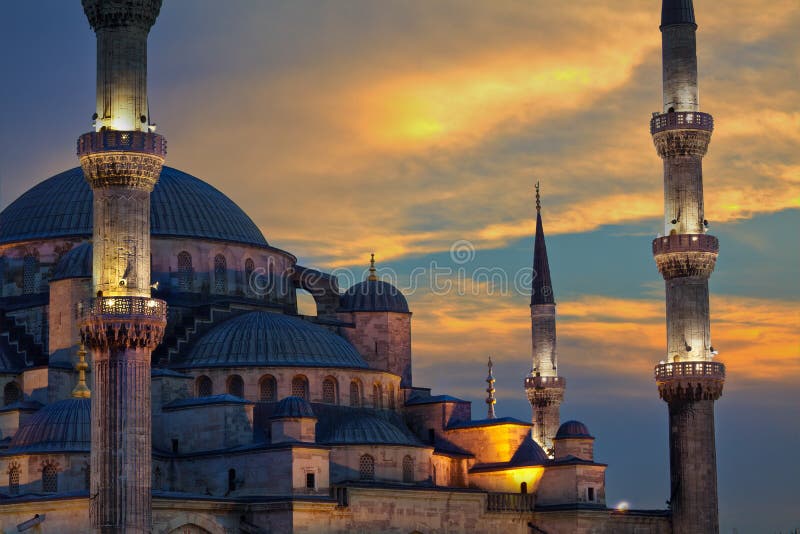 View of Blue Mosque in Istanbul with Beautiful Sunset Sky Editorial ...