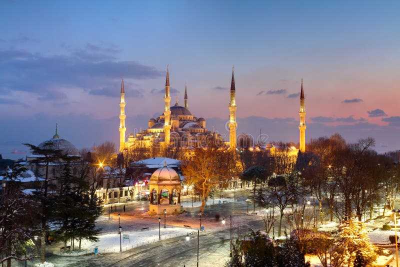 Blue Mosque, Istanbul Winter Stock Photo - Image of historic, cold ...
