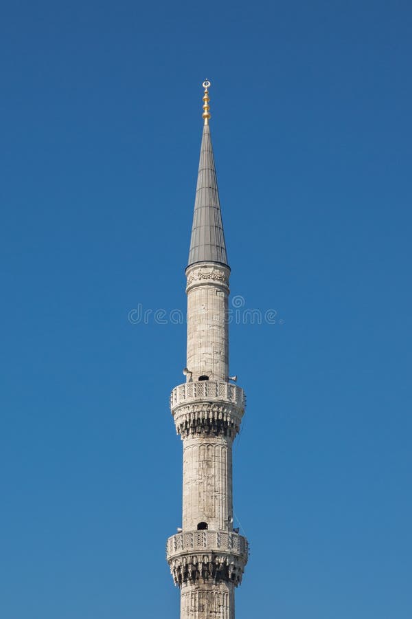 Blue Mosque Minaret, Istanbul, Turkey Stock Photo - Image of turkey ...