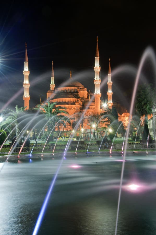 Blue Mosque at night 01 stock image. Image of eastern - 19440397