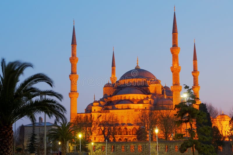 Blue Mosque at night stock image. Image of mosque, empire - 14742647