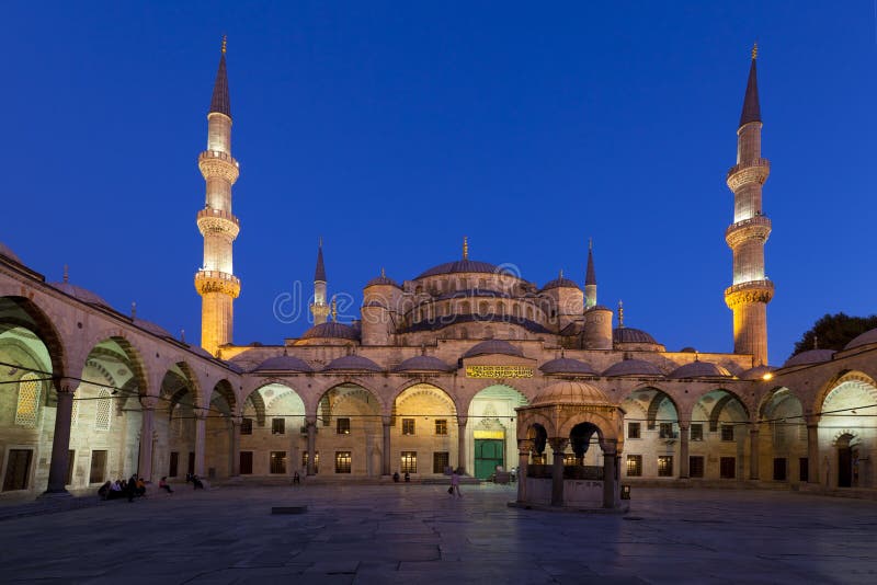 Blue Mosque at night stock photo. Image of color, byzantine - 24565344