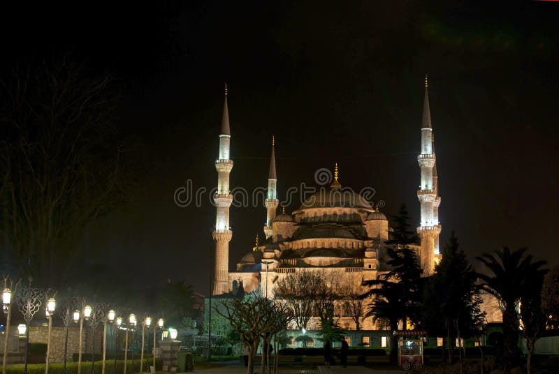 Blue mosque at night stock photo. Image of city, muslim - 24663272