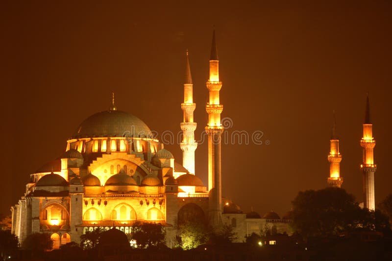 Blue Mosque by night stock photo. Image of architecture - 3315284