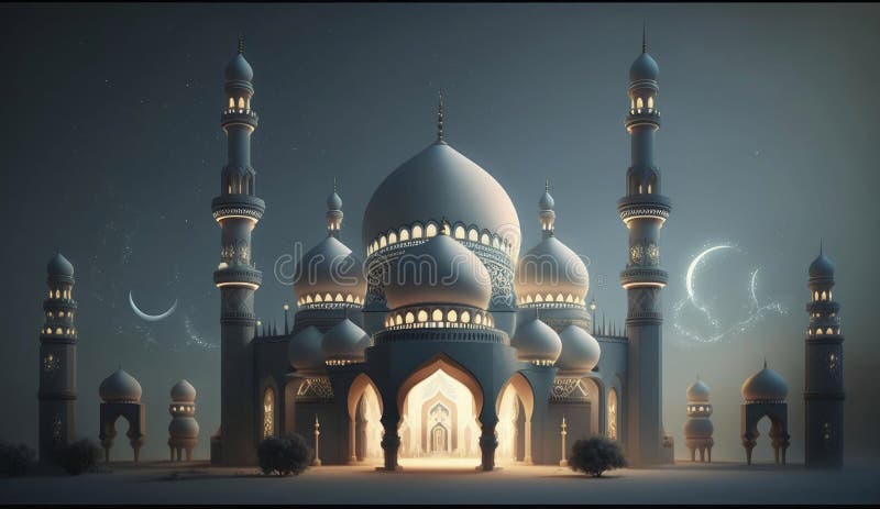 Blue Mosque at Night Blue Mosque Stock Illustration - Illustration of ...