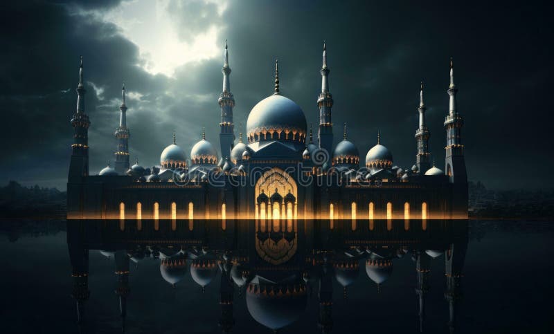 Blue Mosque at Night Blue Mosque Stock Illustration - Illustration of ...