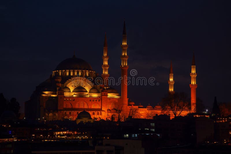 Blue Mosque at Night, Istanbul, Turkey Stock Photo - Image of ...