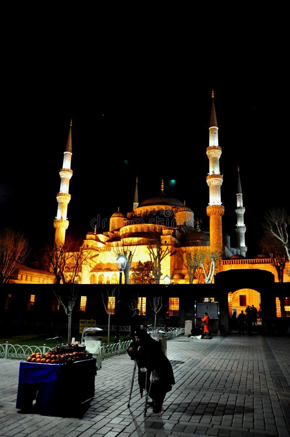 Blue Mosque at night editorial photo. Image of city, garden - 39512541