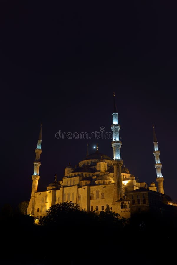 Blue Mosque at Night in Istanbul, Turkey Stock Photo - Image of city ...