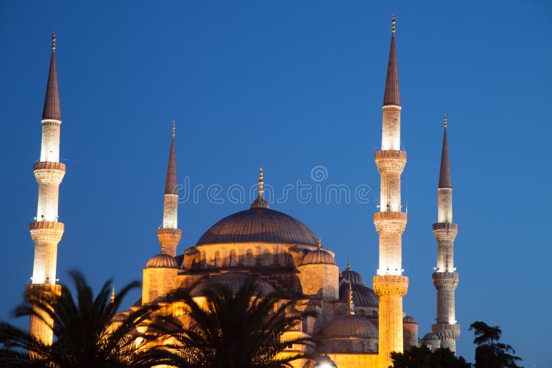 Blue Mosque at night stock image. Image of historic, ahmet - 41183333