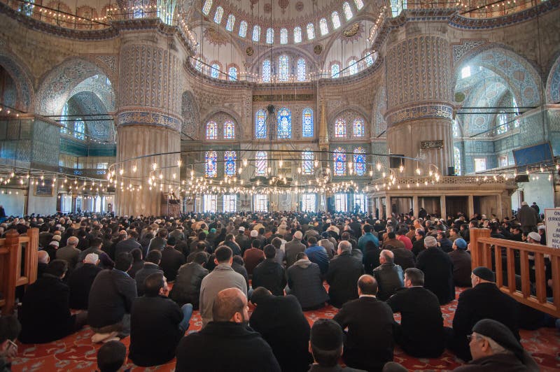 Muslim Friday Prayer, Blue Mosque Turkey Editorial Stock Image - Image ...