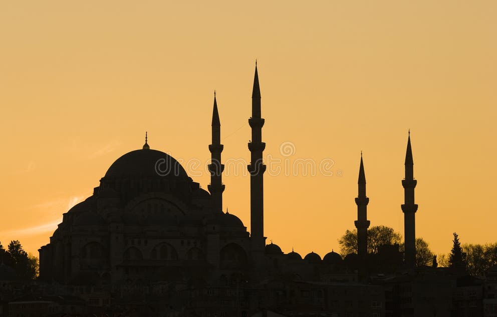 The Blue Mosque Silhouette stock photo. Image of clouds - 3810894