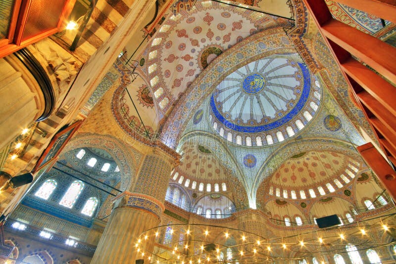 Inside the Islamic Blue Mosque in Istanbul Stock Photo - Image of ...