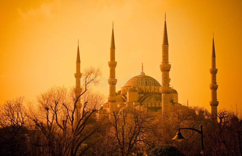 The Blue Mosque at Sunset stock image. Image of religion - 34199205