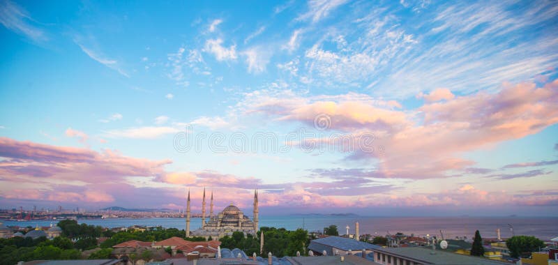 Blue Mosque at Sunset in Istanbul, Turkey, Stock Photo - Image of ...