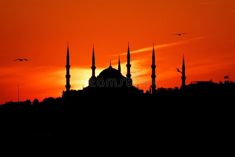 Blue Mosque at Sunset Very Beautiful Sky in Background Stock Image ...