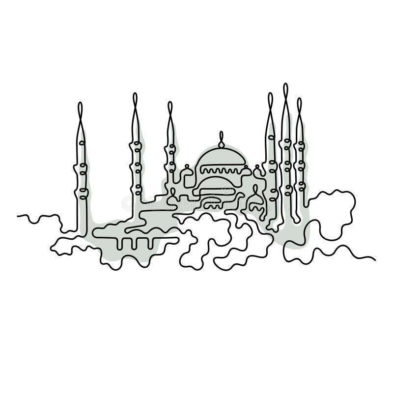 Blue Mosque, Istanbul Continuous Line Vector Illustration Stock Vector ...