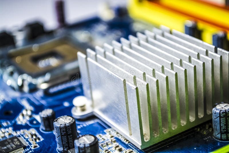 The Blue Motherboard and Details, Old and with Dust from the Personal ...