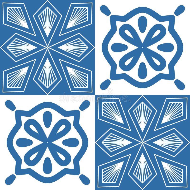 Blue Motif for Ceramic Tiles in Azulejo Style, Retro Design Stock ...