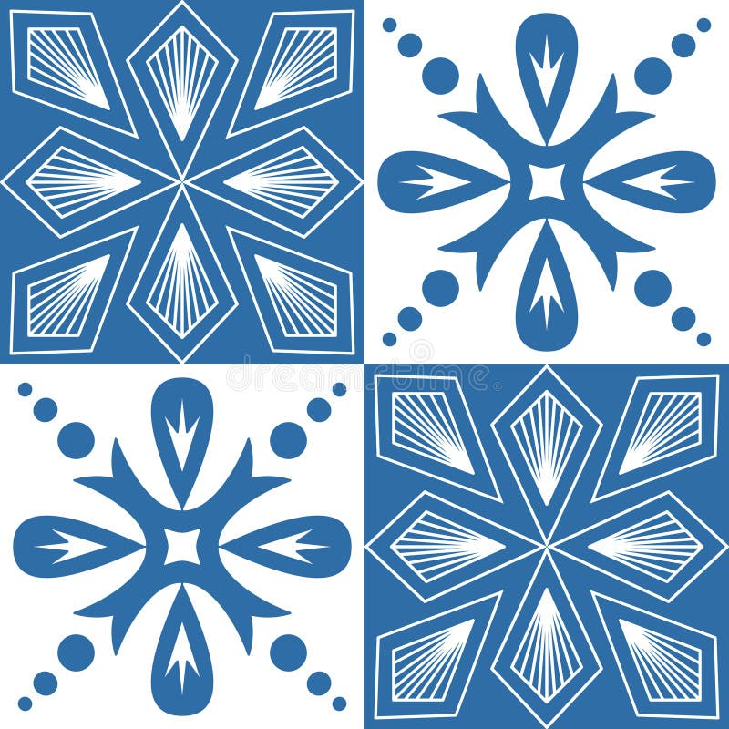 Blue Motif for Ceramic Tiles in Azulejo Style, Retro Blue Vector ...